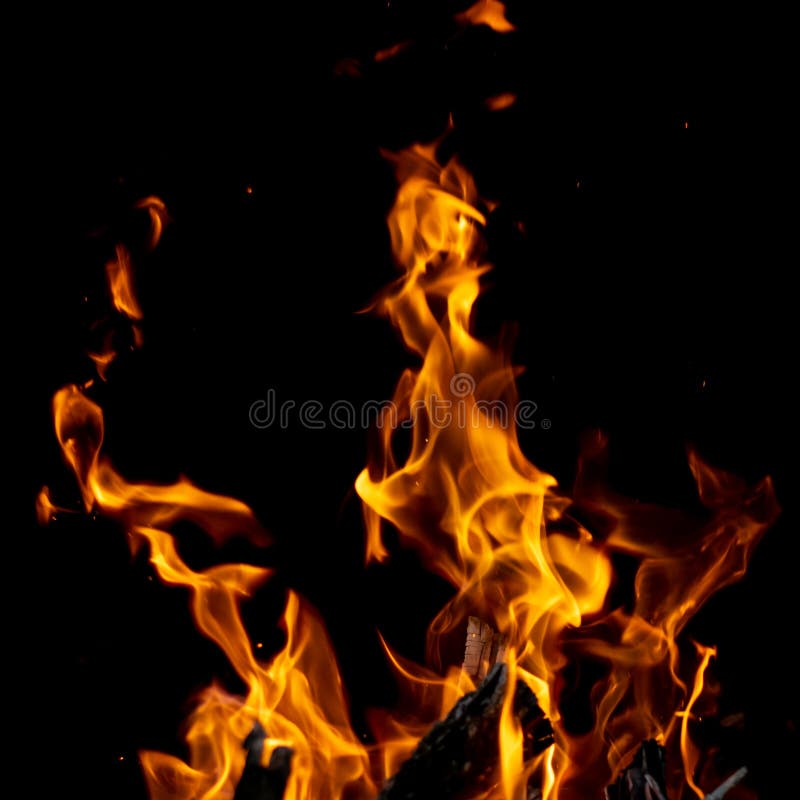 Strong Fire Flames on Black Stock Photo - Image of blazing, danger ...