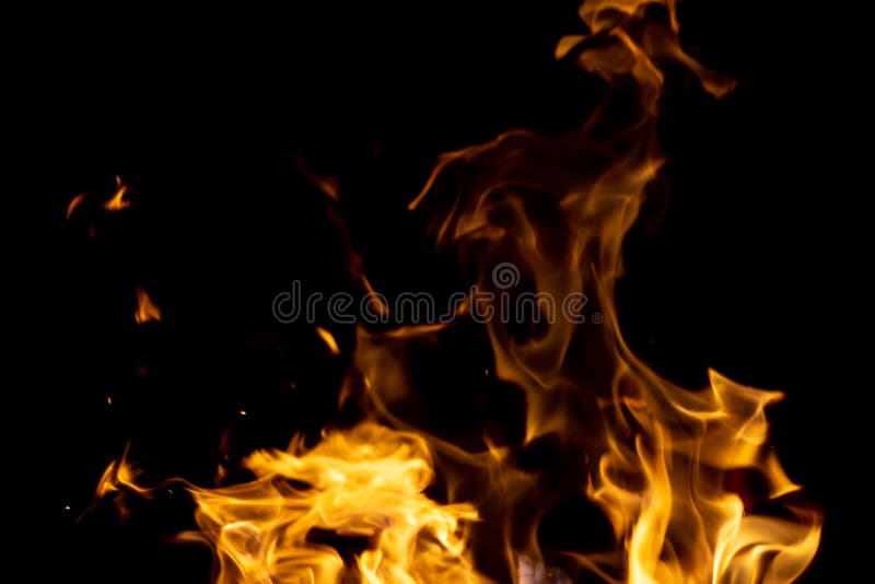Strong Fire Flames on Black Stock Image - Image of flamed, fire: 154579741