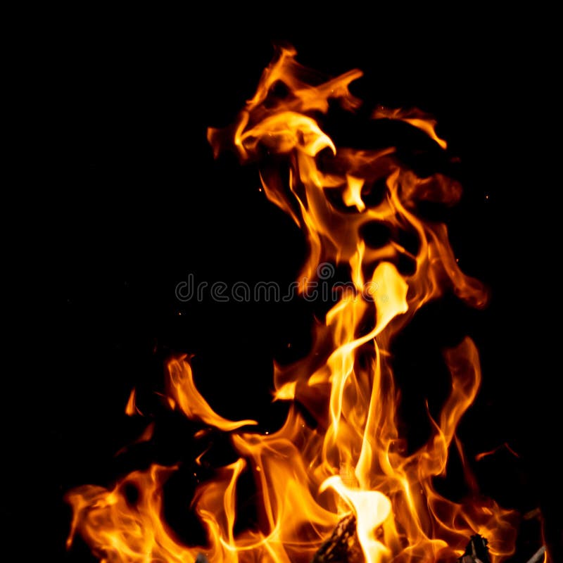 Strong Fire Flames on Black Stock Image - Image of flamed, fire: 154579741