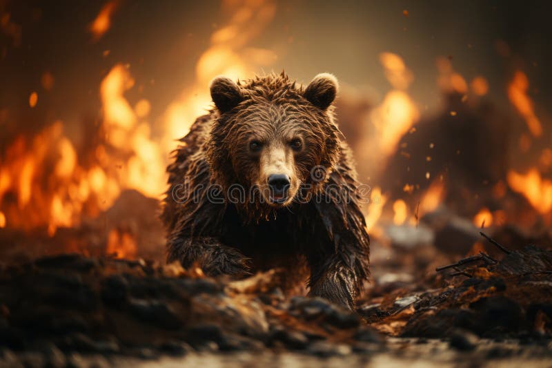 Strong Fire in the Forest, Animals Run and Escape from the Fire ...