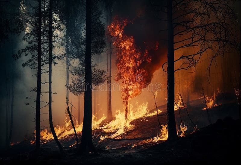 Strong Forest Fire. AI Generated Stock Illustration - Illustration of ...