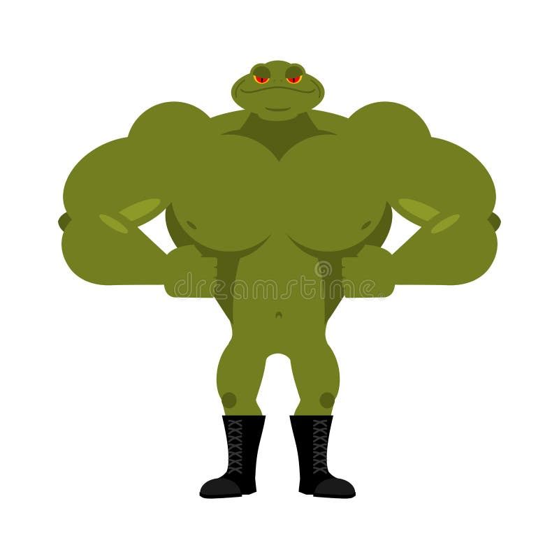 Strong Frog. Powerful Toad with Large Muscles Stock Vector ...