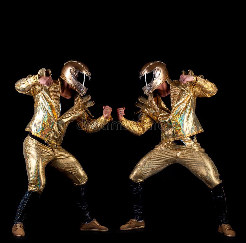 Strong Go-go Dancers Posing Looking at Each Other Stock Photo - Image ...