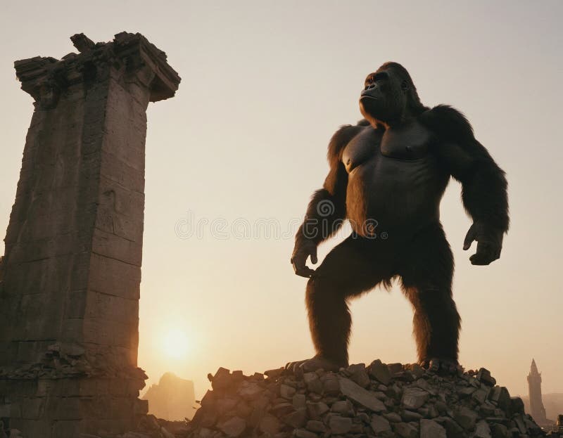 A Strong Gorilla King Kong. Frightening Giant Monkey. Stock Image ...