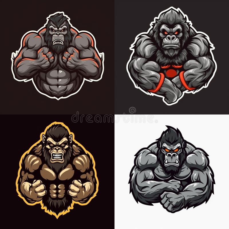 Strong Gorilla Mascot Logo Illustration Isolated Stock Illustration ...