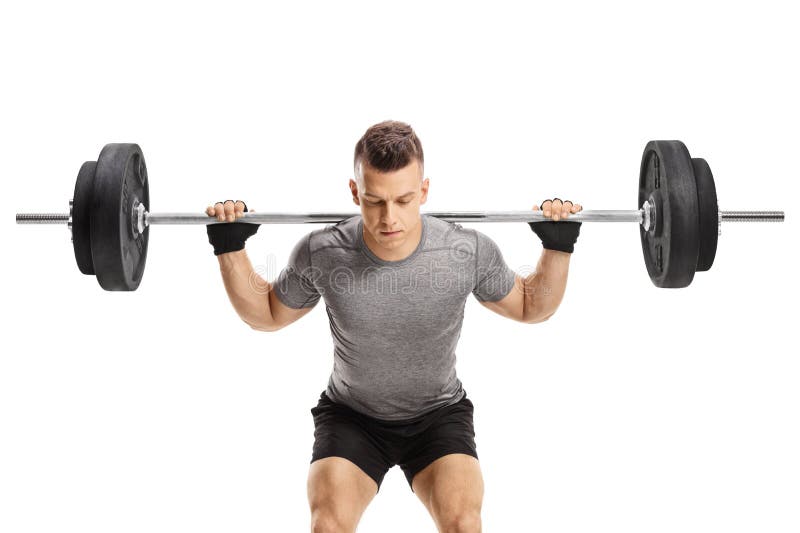 Strong guy lifting weights stock photo. Image of portrait - 216802118