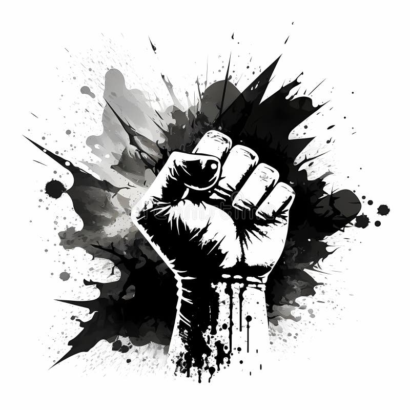 Strong Hand Black and White. Generative AI Stock Illustration ...