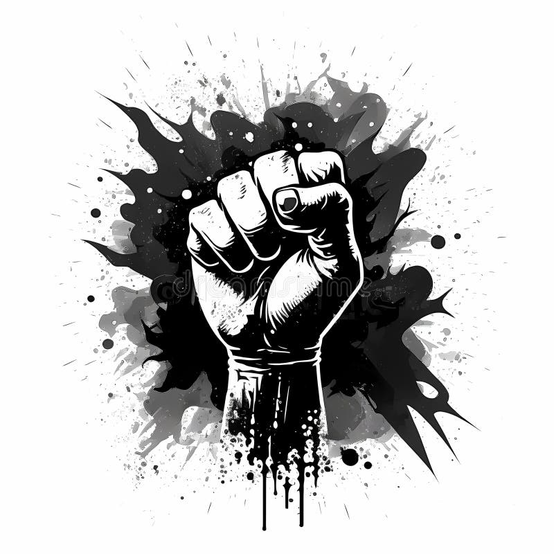 Strong Hand Black and White. Generative AI Stock Illustration ...