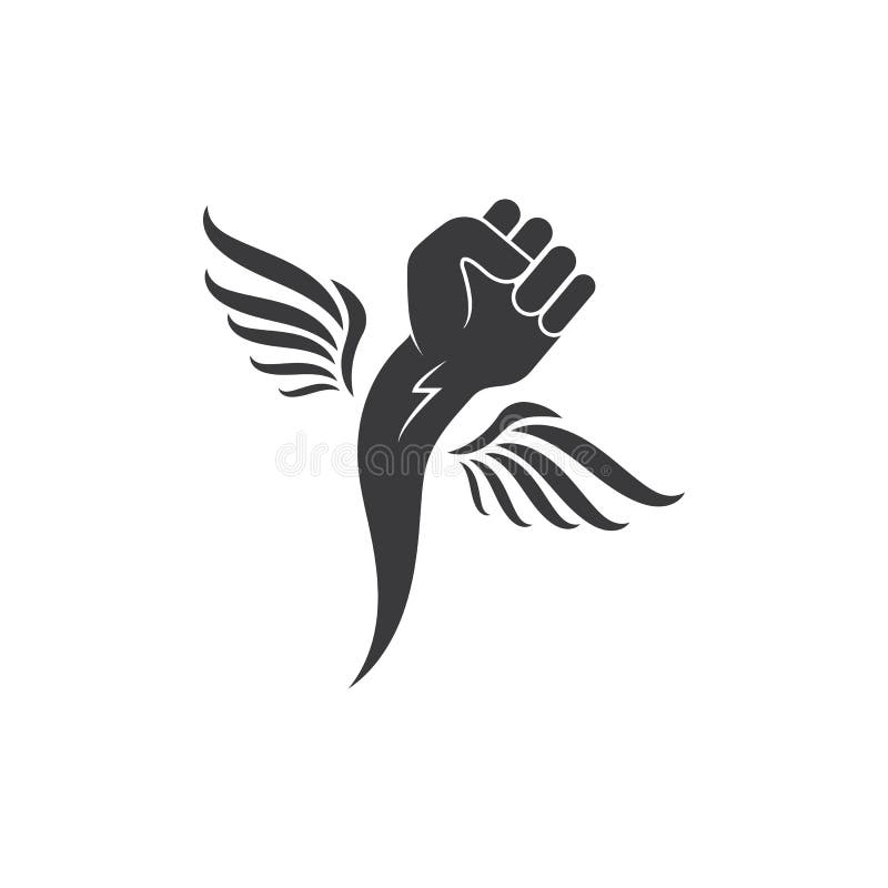 Strong Hand Clenched with Wings Vector Illudstration Stock Vector ...
