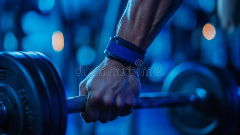 A Strong Hand Grips a Heavy Barbell in the Gym Stock Illustration ...