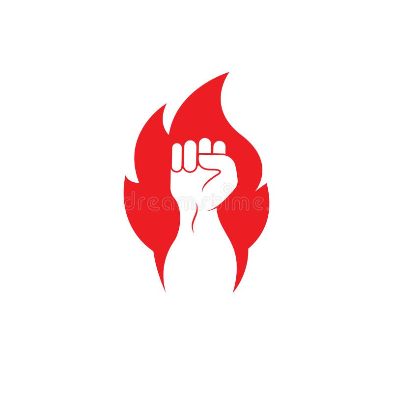 Strong Hand with Hot Fire Vector Illustration Stock Vector ...