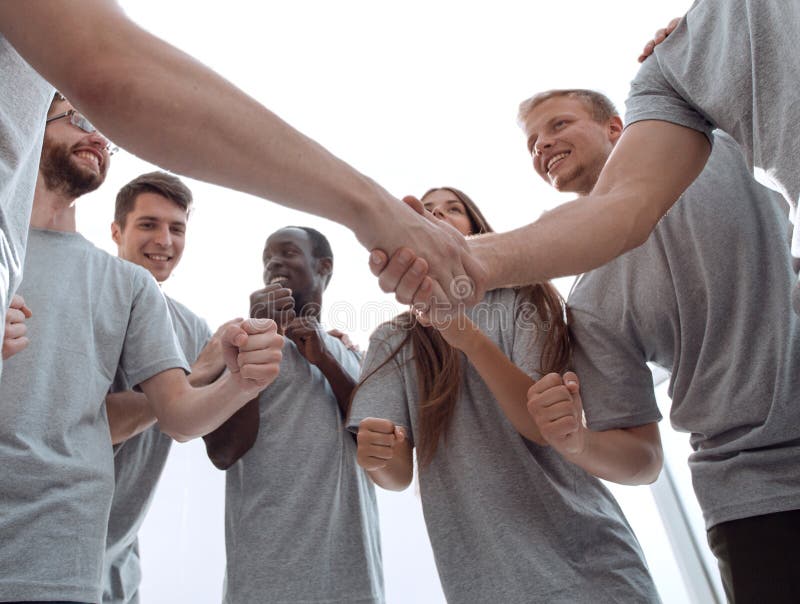 Strong Handshake of the Two Leaders in the Circle of Friends Stock ...
