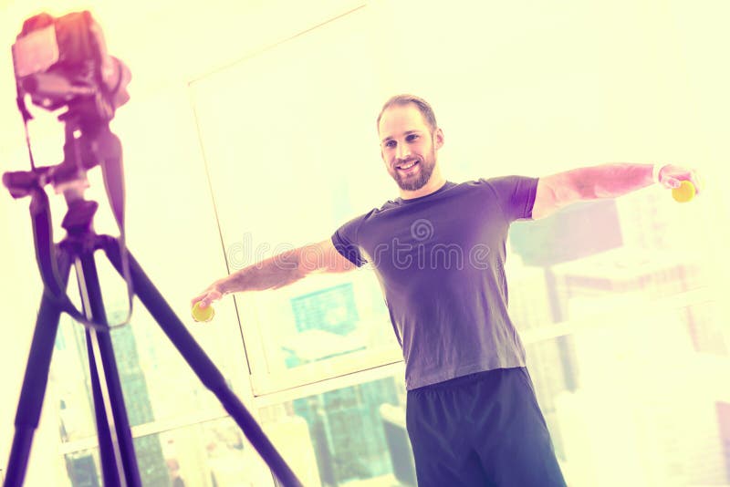 Strong Handsome Man Exercising in Front of the Camera Stock Image ...
