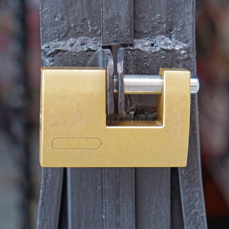 Heavy steel padlock stock photo. Image of lock, closed - 207035018