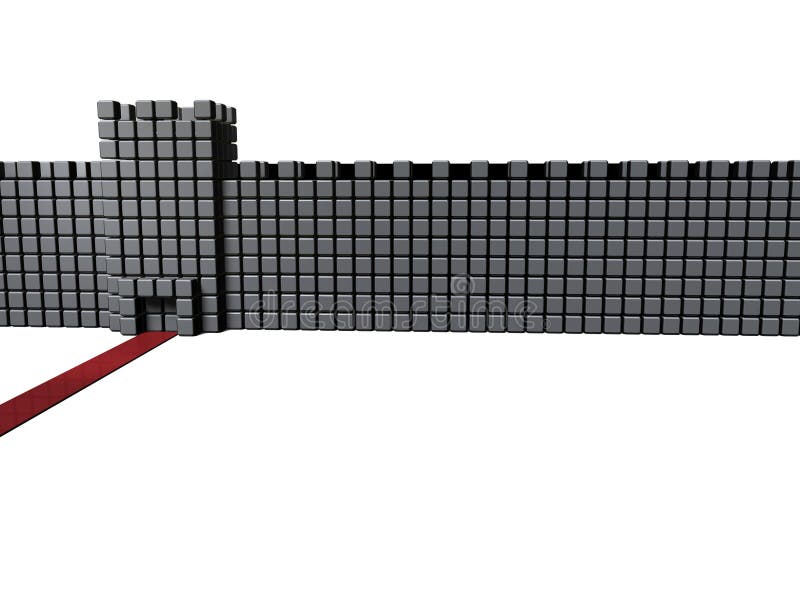 A Strong and High Defense Wall and Checkpoint Ahead of the Path. an ...