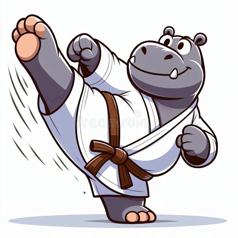 Strong Hippo Warrior with a Brown Belt Stock Illustration ...