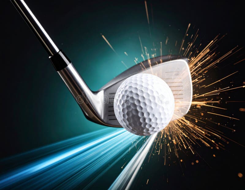 Strong Hit of Golf Ball, Represent the Strength of Golf Swing Stock ...