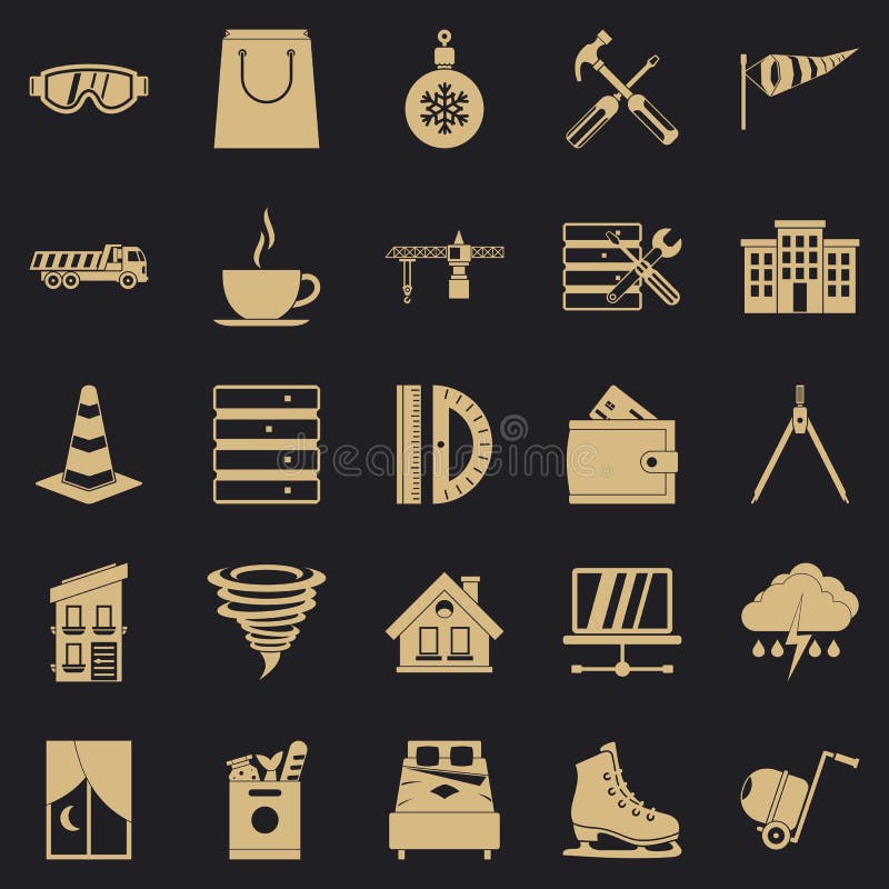 Strong House Icons Set, Simple Style Stock Vector - Illustration of ...