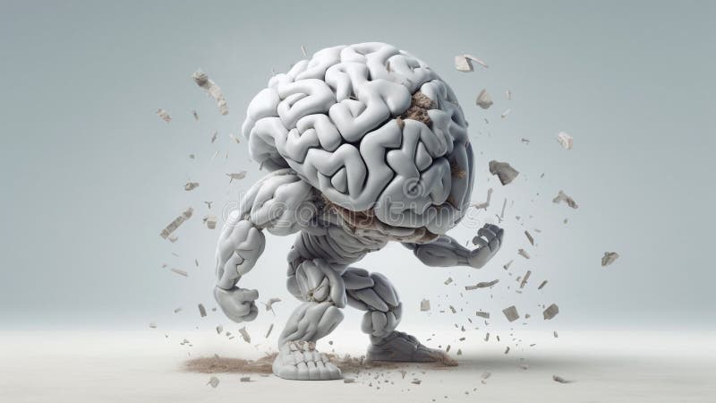 Strong Human Brain Activation, Power Concept. Character Design ...