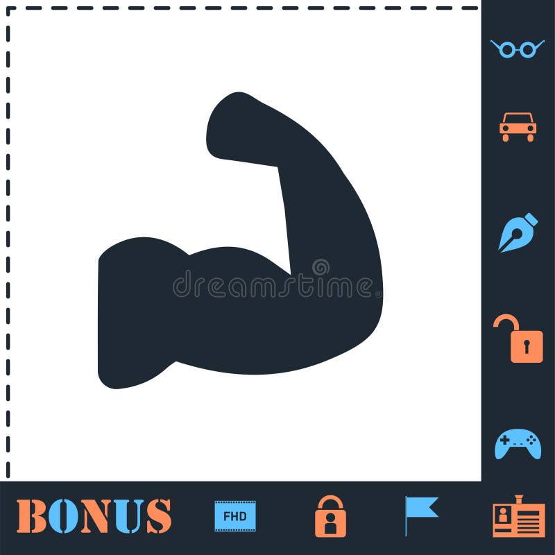 Strong icon flat stock vector. Illustration of bicep - 145688592