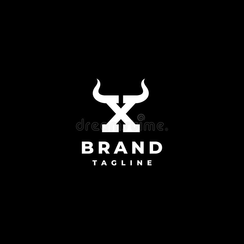Strong Initial Letter X with Horns Logo Design Stock Illustration ...