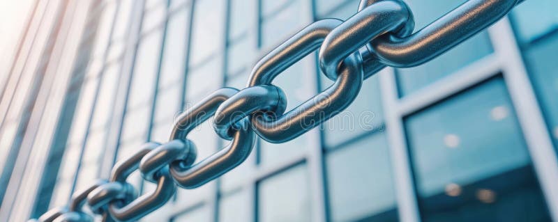 Strong Interlocking Chain Links Modern Building Background Security ...
