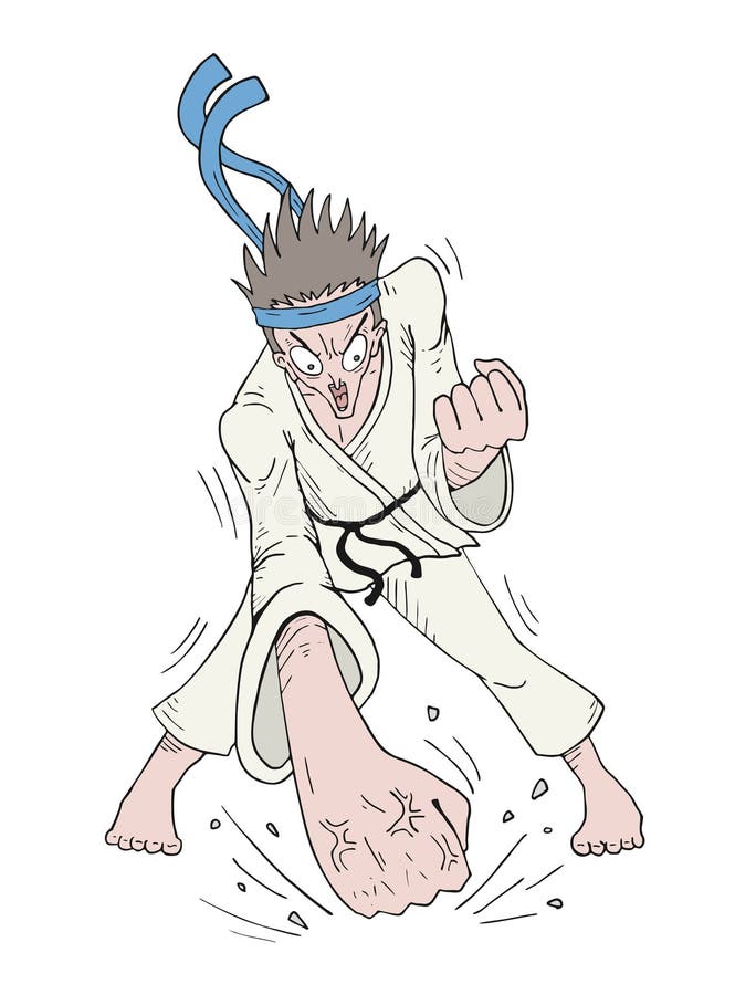 Strong karate man draw stock vector. Illustration of attack - 290272490