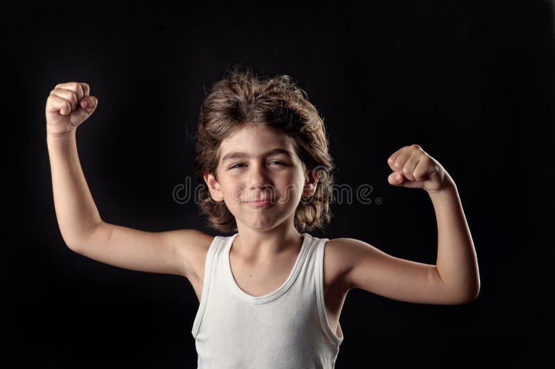 Strong Kid Showing His Muscles Stock Photo - Image of athlete ...