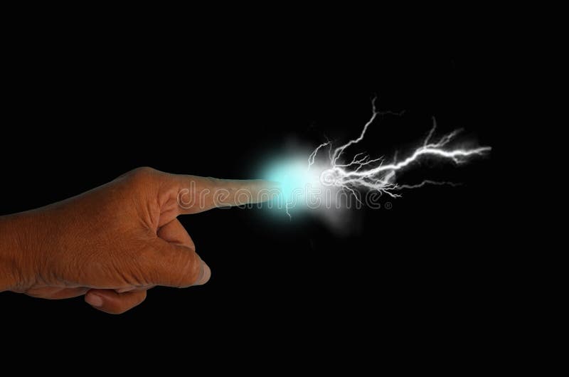 Strong Lightning Power from Forefinger Tip Stock Image - Image of ...