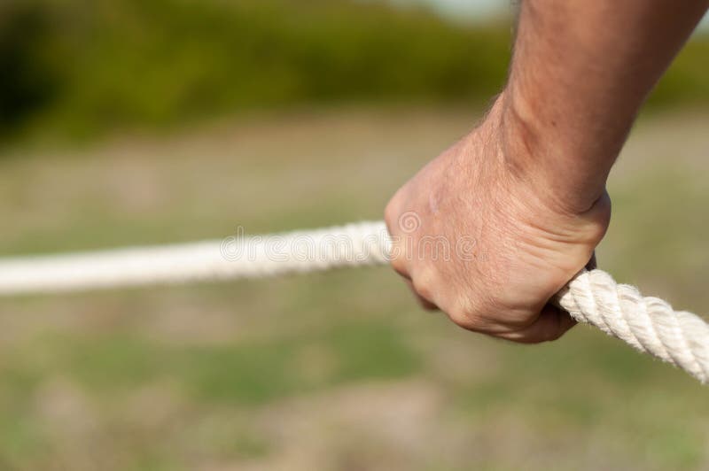 Strong Male Hands Hold the Rope Stock Image - Image of power, holding ...
