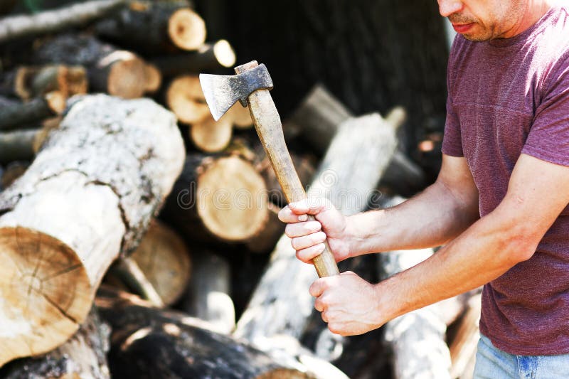 Strong man with an ax stock image. Image of male, equipment - 324910591