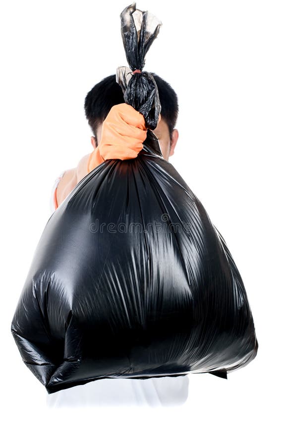 Strong Man Carry Garbage in Bag for Eliminate Stock Photo - Image of ...