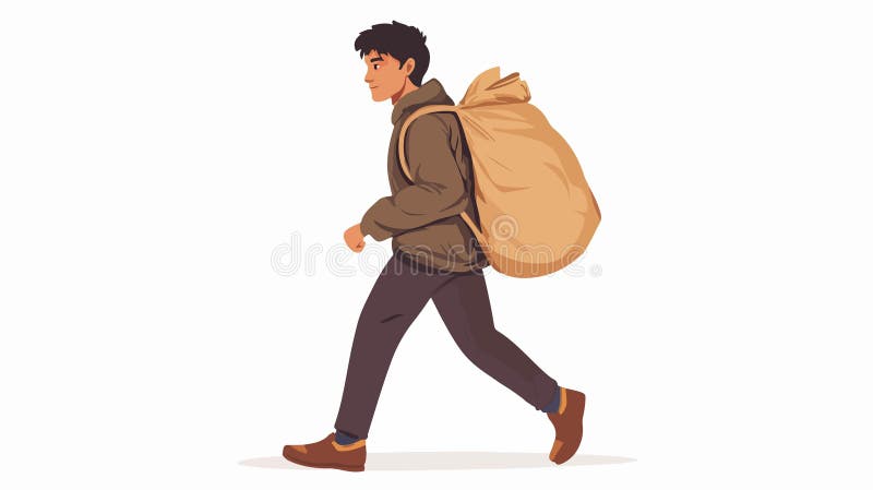 Strong Man Carrying Sack Vector Illustration for Various Projects Stock ...