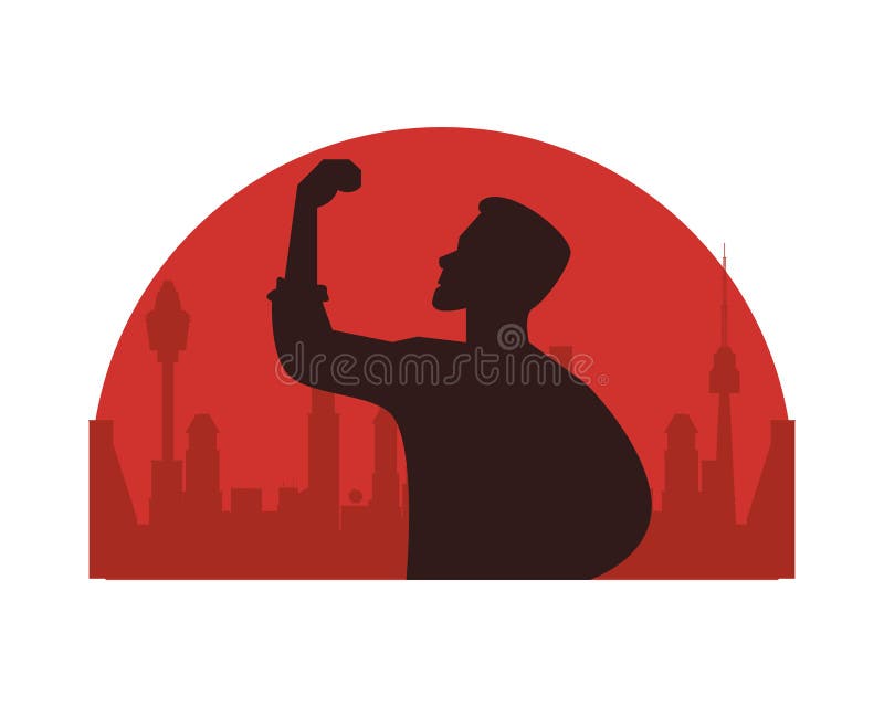 Strong Man Celebrating Wielding the Hand Stock Vector - Illustration of ...