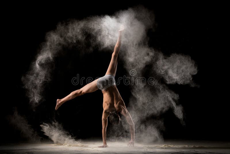 Two Strong Men Show Gymnastic Performance Isolated Stock Image - Image ...
