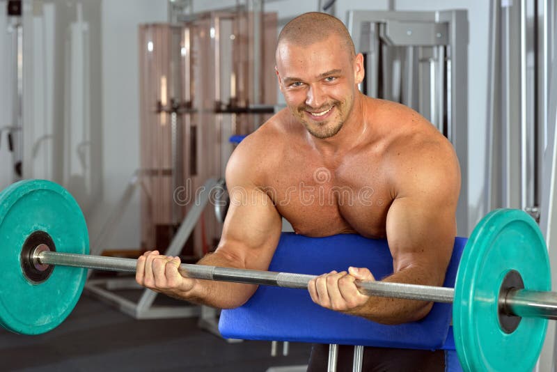 Strong Man Exercising with Barbell. Stock Image - Image of exercising ...