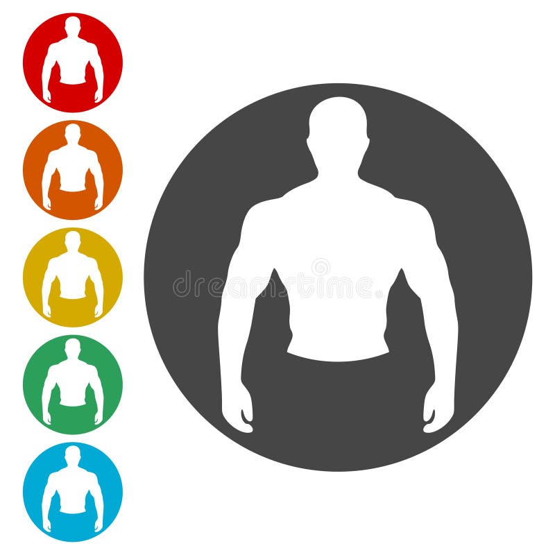 Strong Man Icons Set - Vector Illustration Stock Vector - Illustration ...