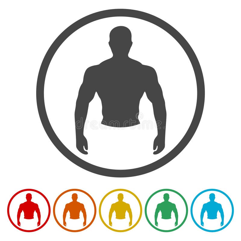 Strong Man Icons Set - Vector Illustration Stock Vector - Illustration ...