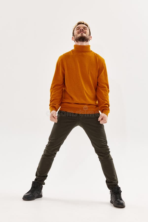 Man Fashion Hairstyle Hand Near Face Cropped View Light Background Stock Image Image Of