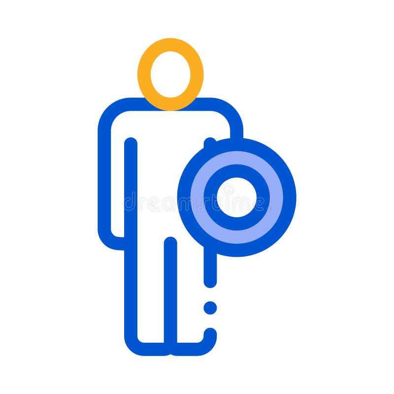 Strong Man with Shield Icon Vector Outline Illustration Stock Vector ...