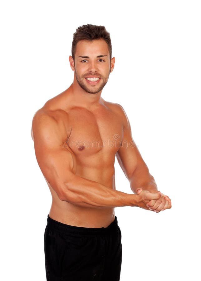 Strong Man Showing His Muscles Stock Photo - Image of macho, exercise ...