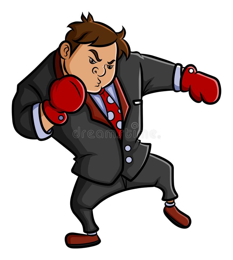 The Strong Man with the Suit is Doing the Boxing Stock Vector ...
