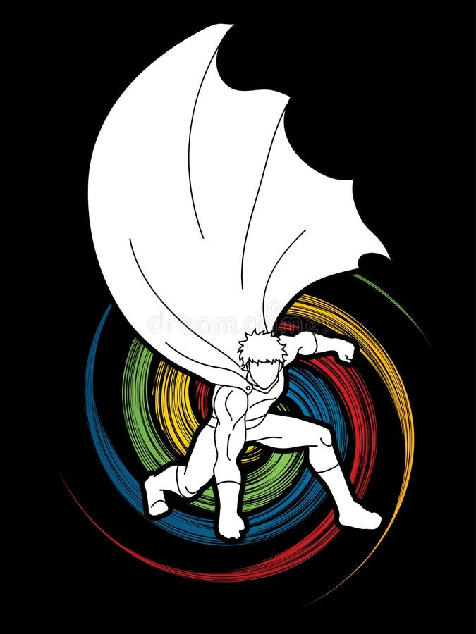 Strong Man. Superhero Landing Powerful Action Stock Vector ...