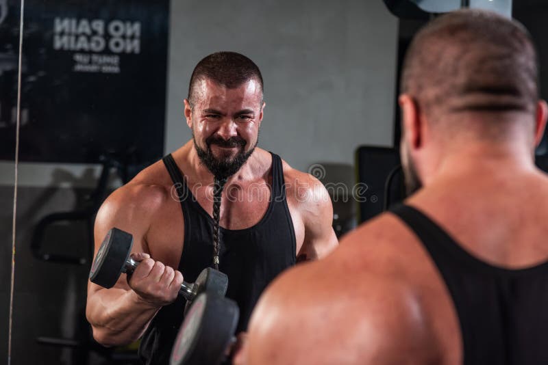 Strong Man is Training in the Gym Stock Photo - Image of active ...