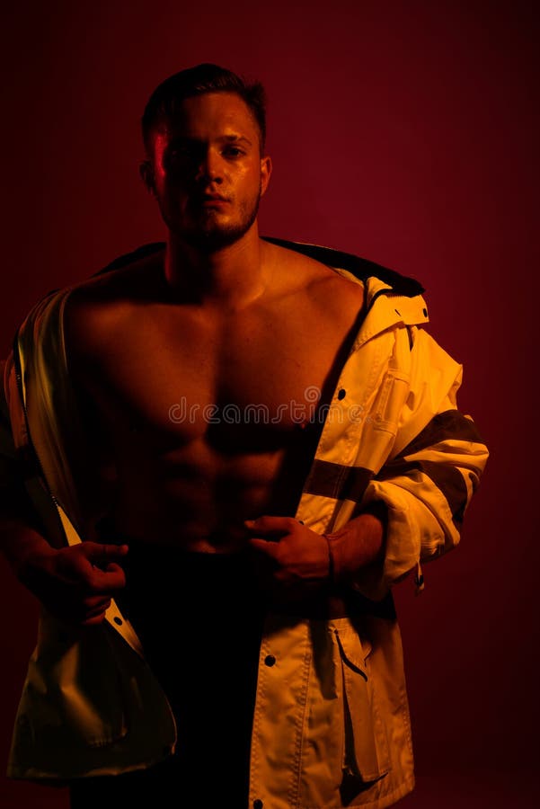 Strong Man in Work Clothes. Hard Worker with Muscular Torso Stock Image ...