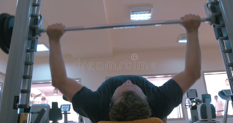 Strong Man Working on Bench Press Stock Footage - Video of lifestyle ...