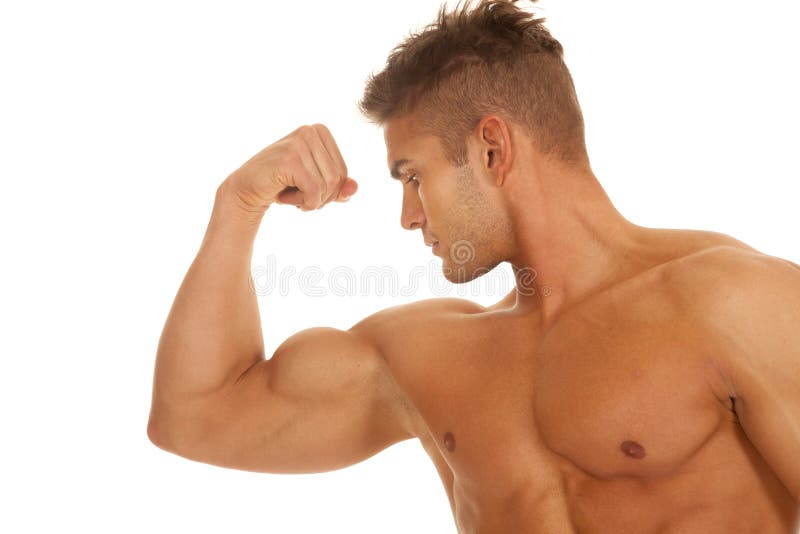 Strong Men Flex Bicep Serious Stock Image - Image of human, male: 37254899