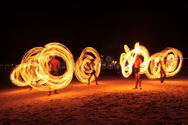 Strong Men Juggling Fire in Thailand Stock Image - Image of full, dance ...