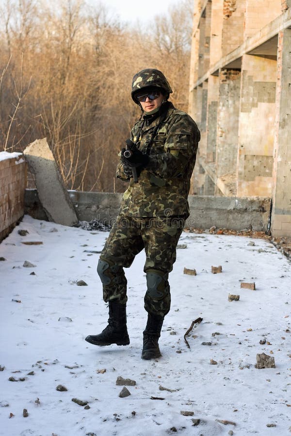 Strong Military Man with Weapon Stock Image - Image of gunshot ...