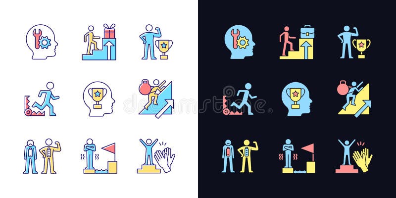 Strong Motivation Light and Dark Theme RGB Color Icons Set Stock Vector ... Strong Motivation Light and Dark Theme RGB Color Icons Set Stock Vector ...